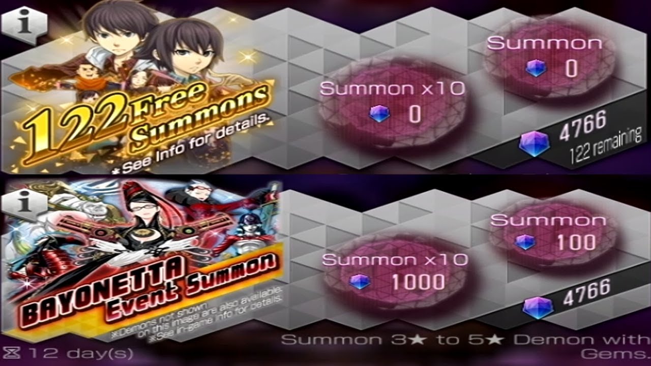 Shin Megami Tensei Liberation Dx2 122 Free Summons & Bayonetta Summon ...