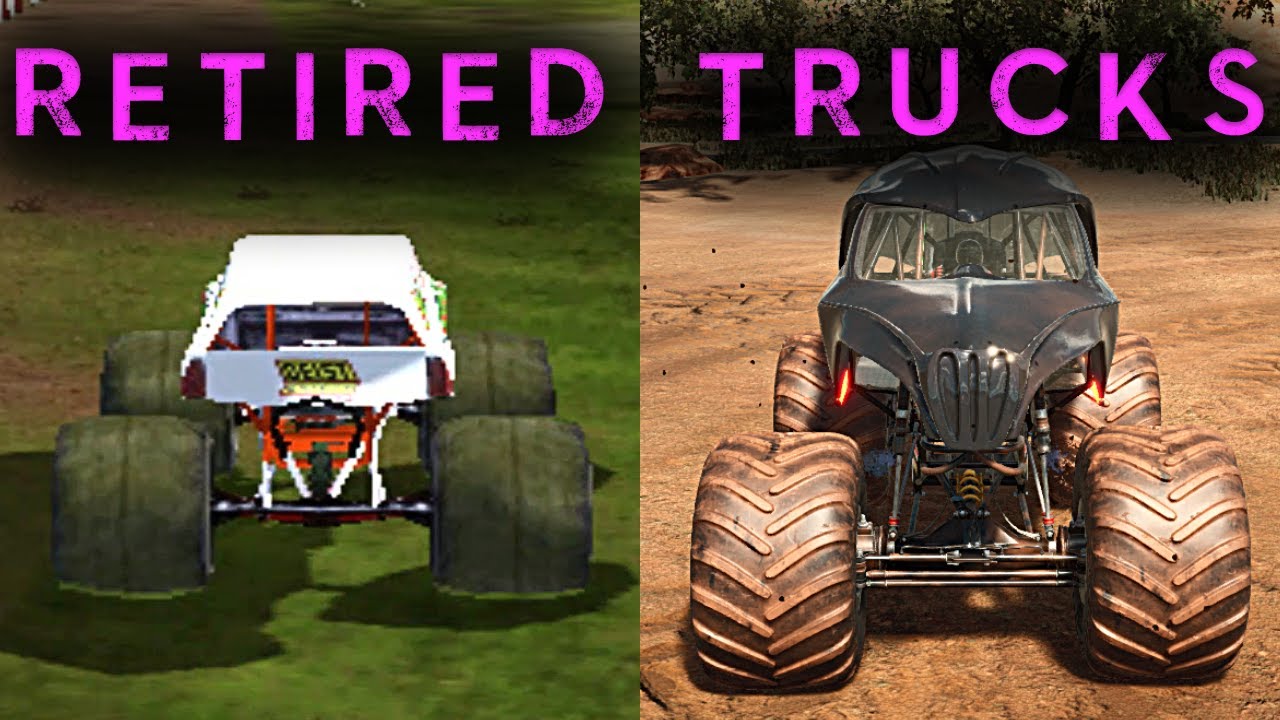 10 Retired Monster Truck from 10 Different Monster Jam Games - YouTube