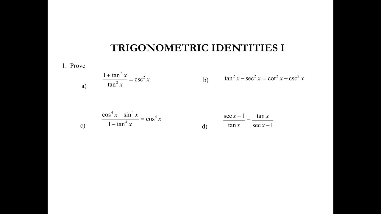 59 Proving Trigonometric Identities 1 - YouTube