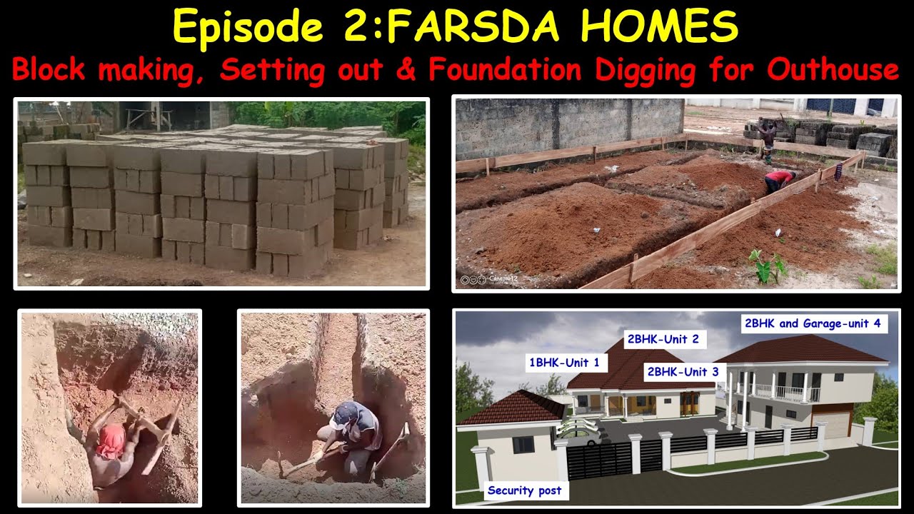 Building in Ghana: Episode 2-Block Making, Setting Out and Foundation ...