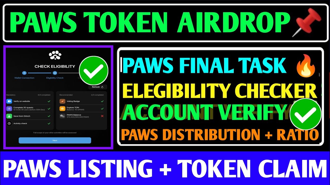 PAWS TOKEN AIRDROP | FINAL TASK | आज आखिरी दिन | ACTIVITY CHECKER ...