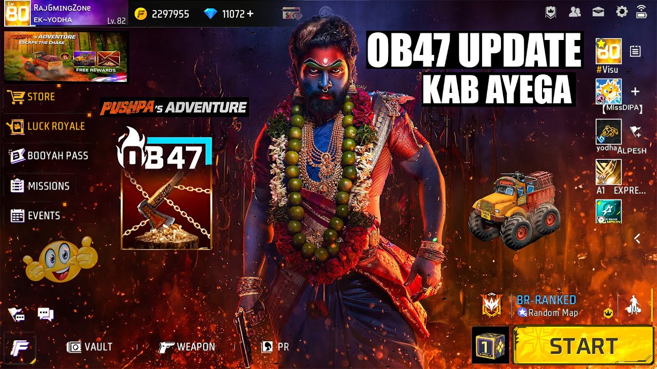 OB47 Update Kab Aayega Free Fire Main | FREE Rewards Puspa 2 Event ...