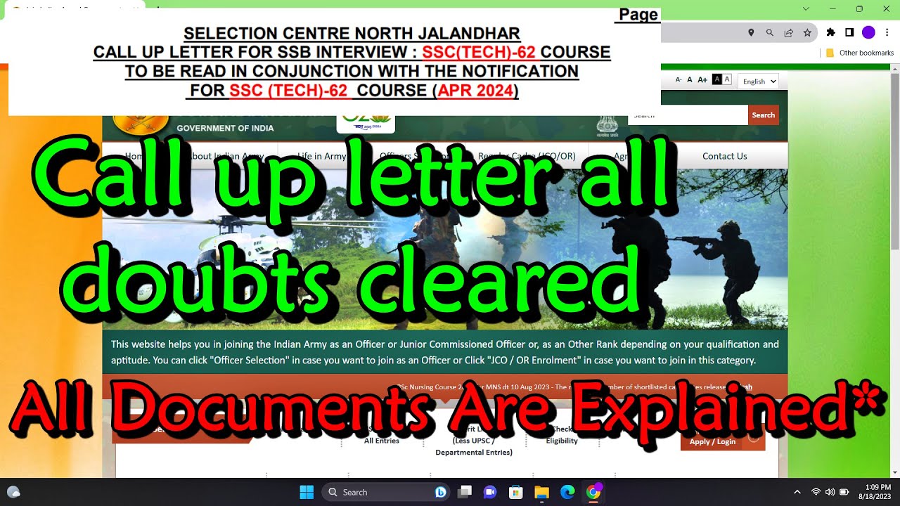 Never Forget These Documents || SSB Interview Call Up letter Explained ...