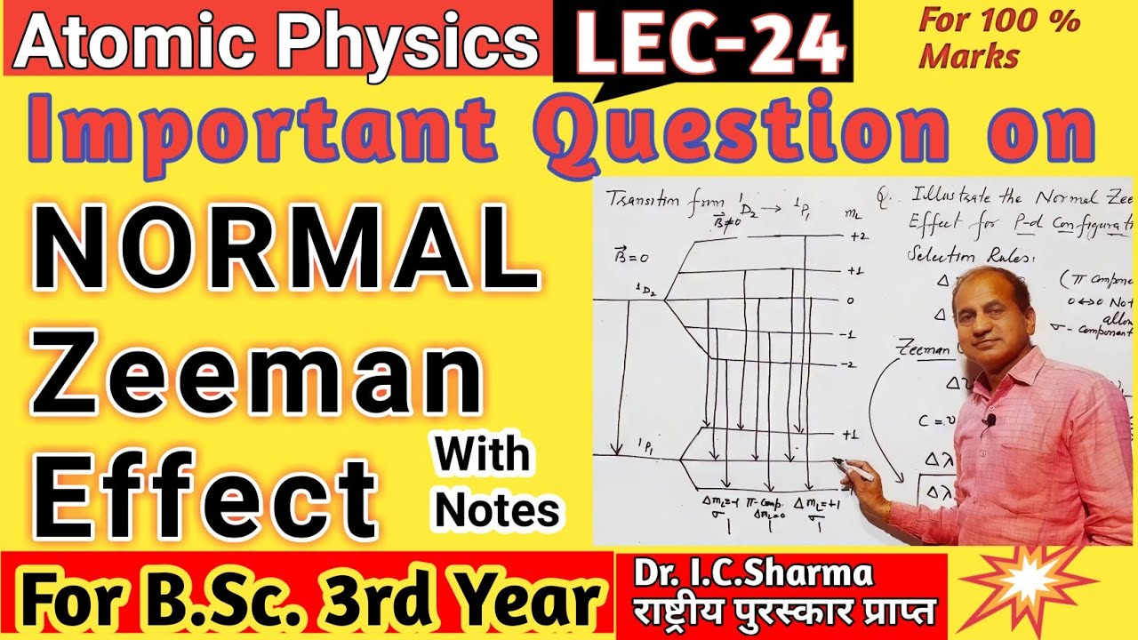 NORMAL ZEEMAN EFFECT for B.Sc. 3rd | Normal Zeeman Effect | Example of ...
