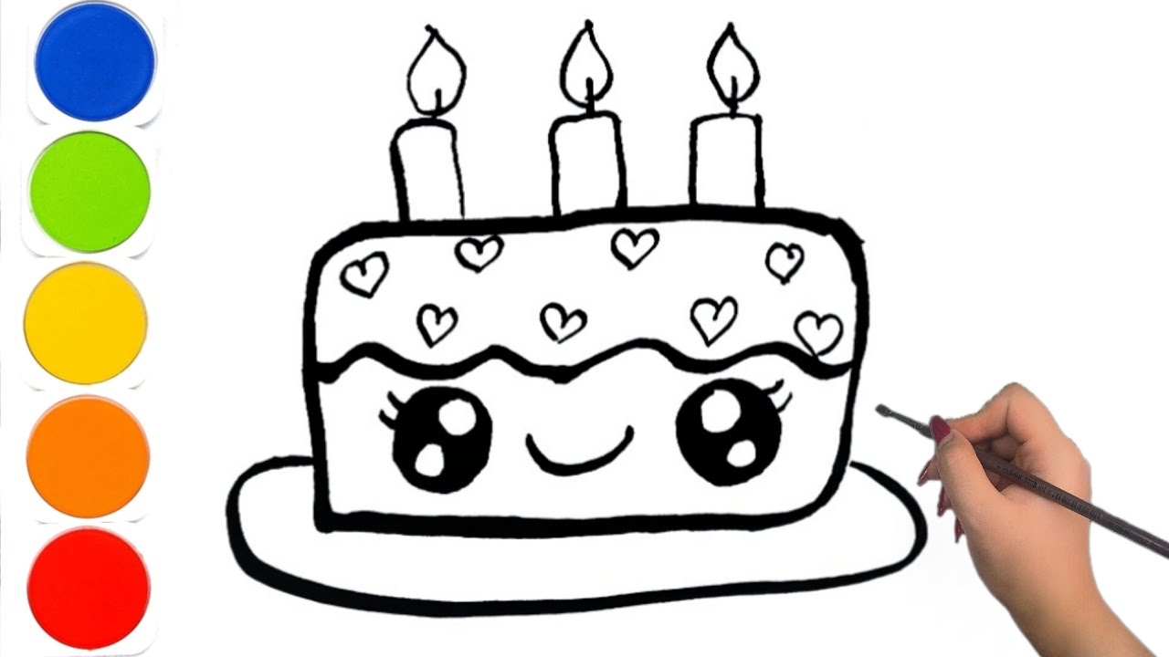 How To Draw A Cute Birthday Cake | Simple Cake drawing for kids ...