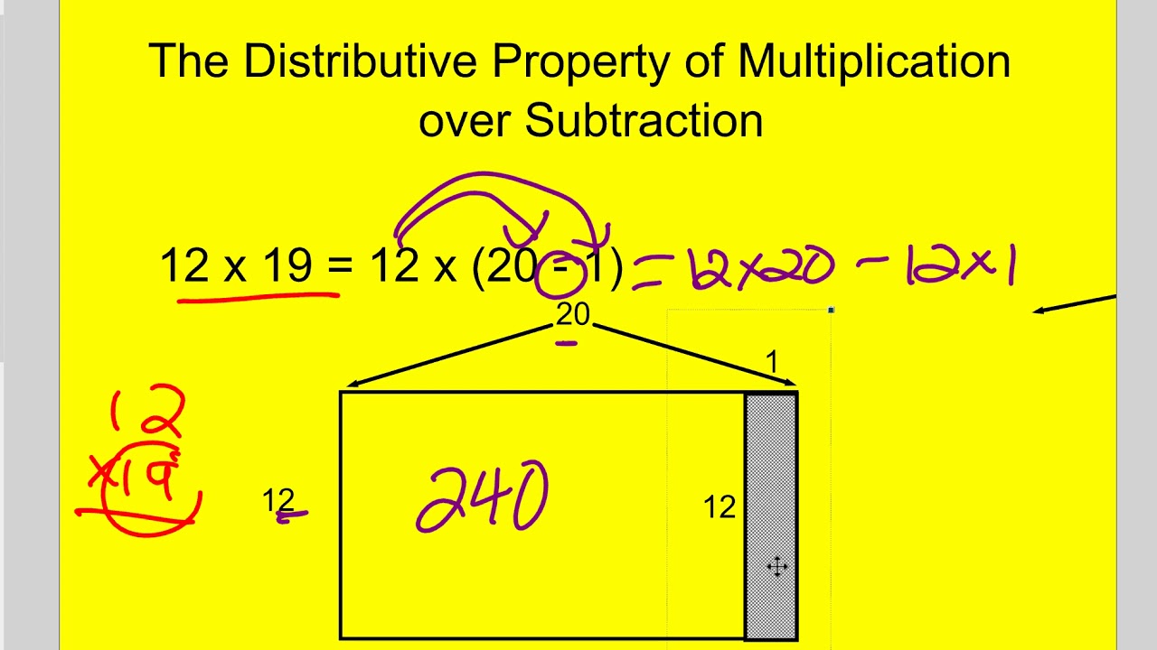 distributive property over subtraction - YouTube