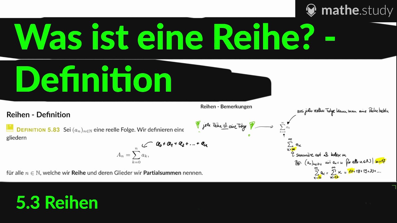 Was ist eine Reihe? - Definition (2/6) [ by MATHE.study ] - YouTube