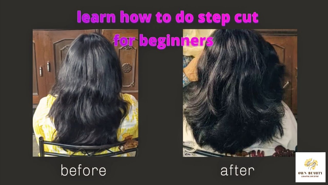 Easy hair cut - step cut, learn how to do step cut for beginners #hair ...