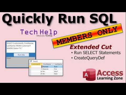 Quickly Run SQL Statements MEMBERS ONLY EXTENDED CUT Use a QueryDef to run SELECT Statements ...