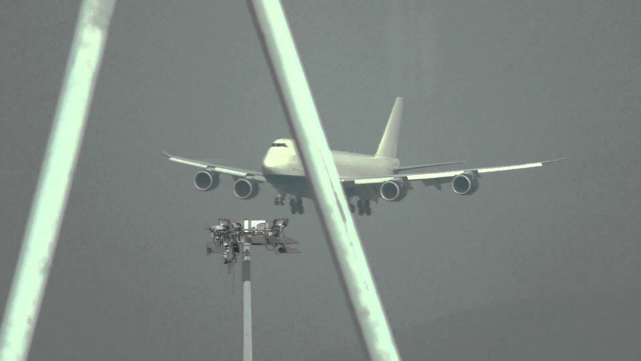 Cargo 747 close up Undercarriage Landing Hong Kong 100 FPS - YouTube