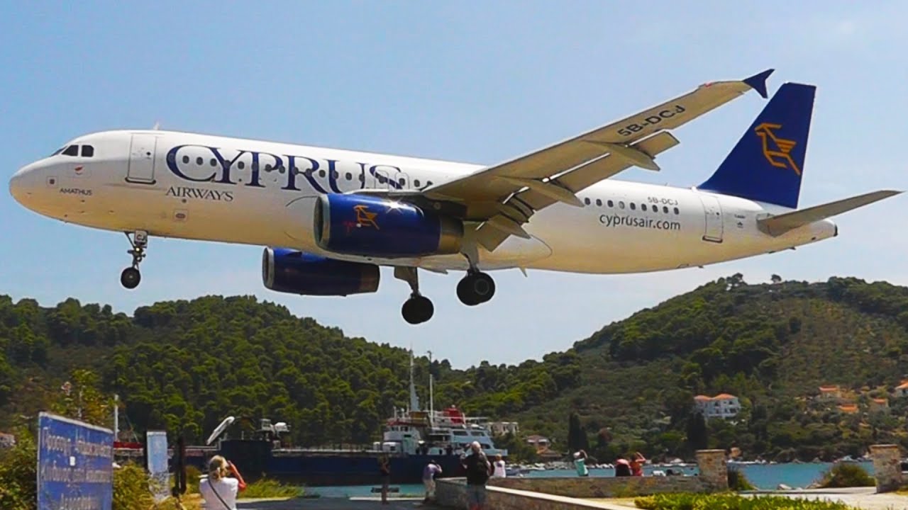 Cyprus Airways at Skiathos - Landings, Takeoffs, Cockpit Views, Onboard ...