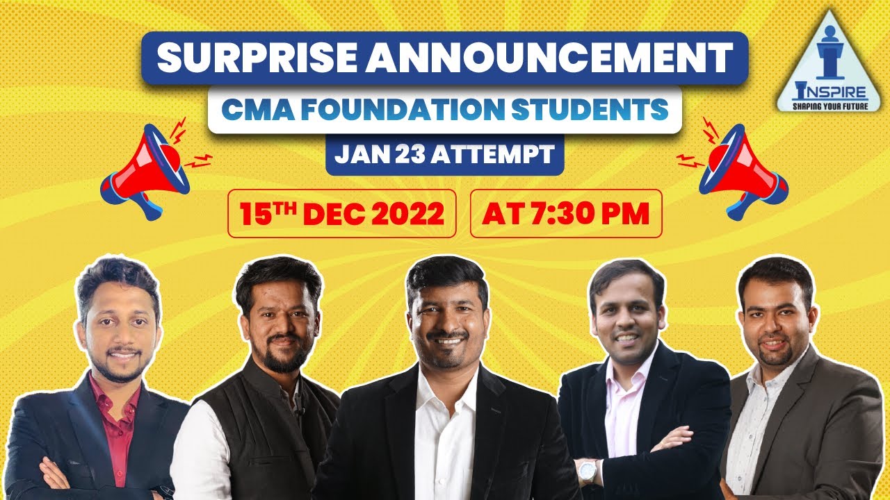 मिलते हैं आज शाम For Surprise Announcement Of CMA Foundation | Jan 2023 ...