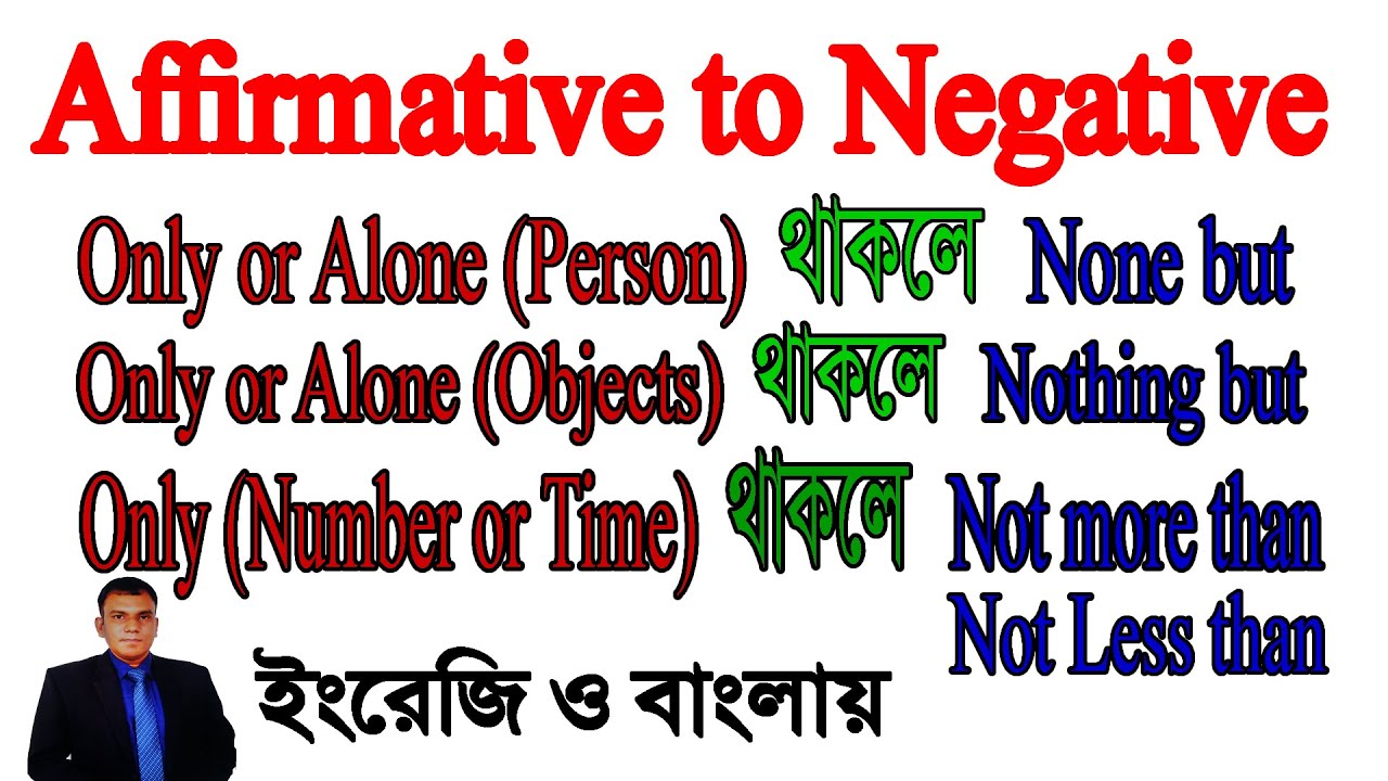 ☘️ Affirmative to Negative sentence transformation ☘️ Only or alone to ...