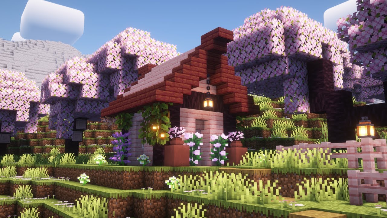 Minecraft | Building A Tiny Cherry Hut - YouTube