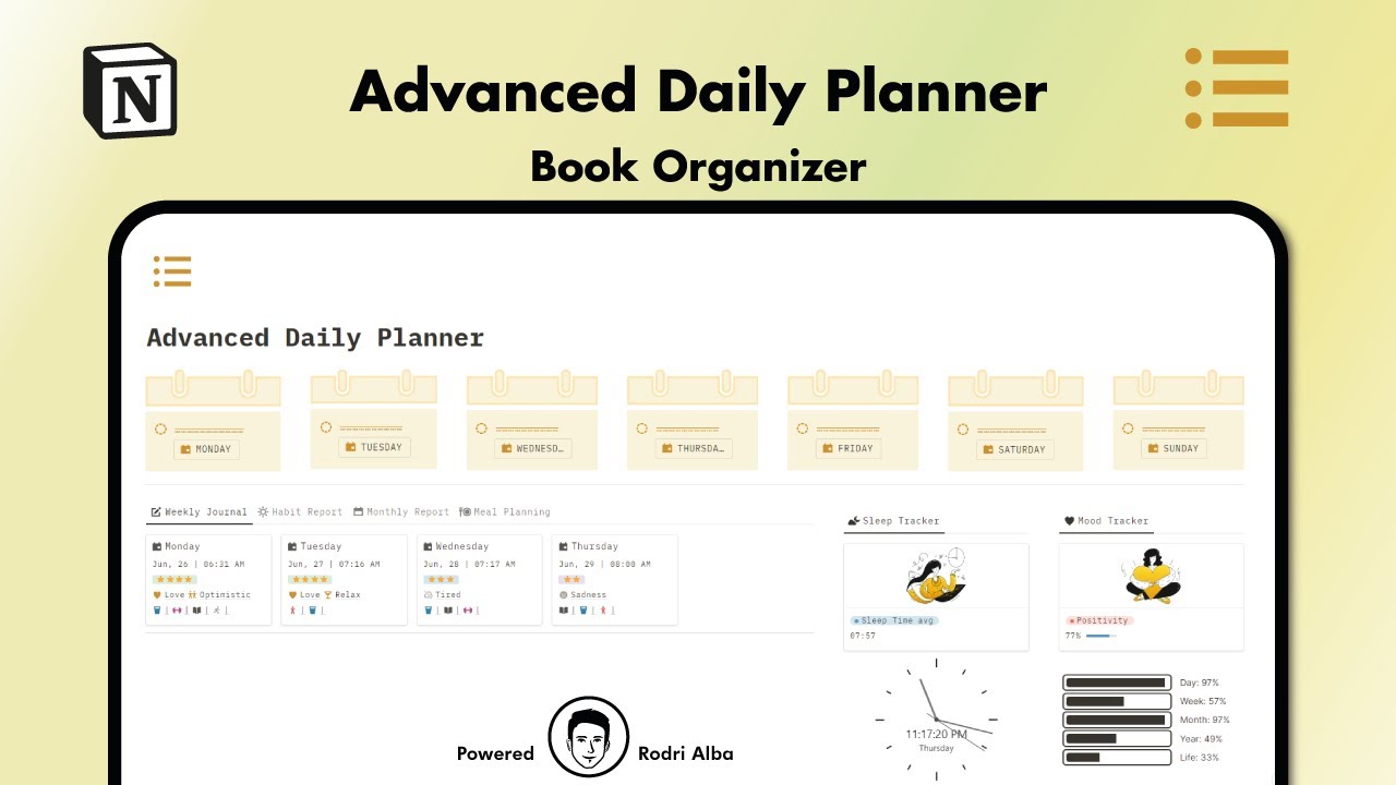 Advanced Daily Planner | Book Organizer | Notion template - YouTube