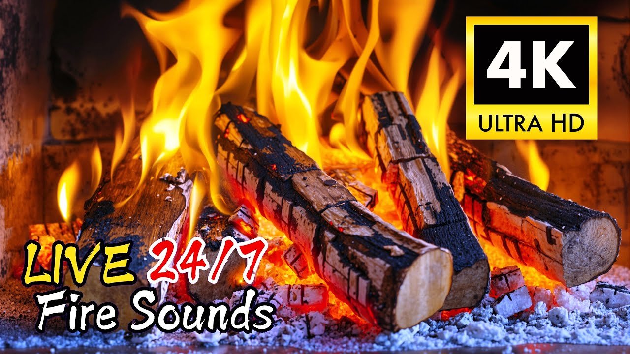 🔥 24/7 Relaxing Fireplace Video: Soothing Fire Sounds & Burning Logs for Stress Relief #FR25 ...