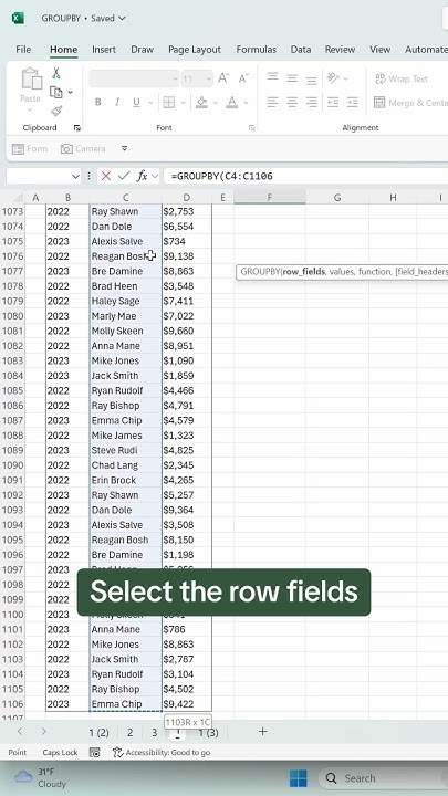Groupby Function in Excel. #excel #exceltips #groupby #excelfunctions - YouTube