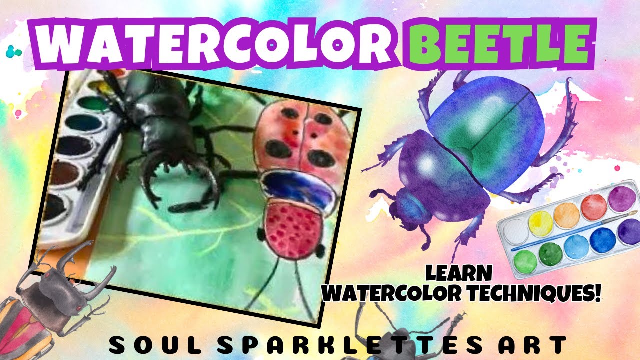 Beetle Watercolor Techniques | Art Lesson for Kids - YouTube