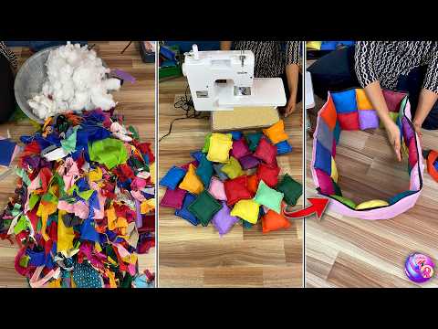 She Turned Fabric Scraps into Designer Ottoman!