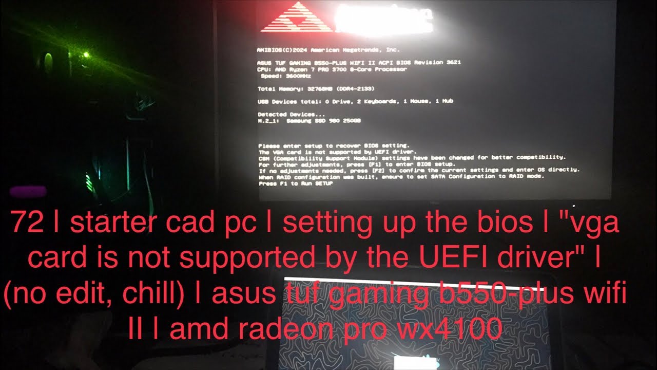 72 | starter cad pc | setting up the bios | "vga card not supported by ...
