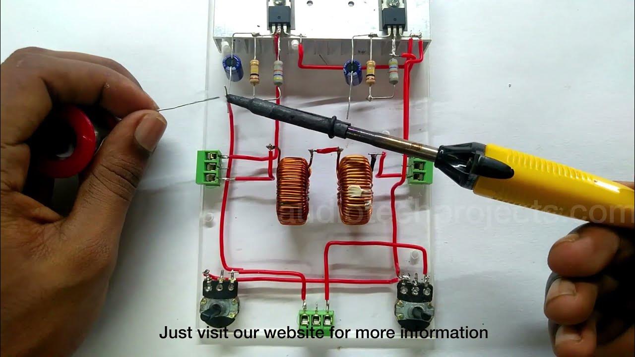 How To Make Powerful Bass Stereo Amplifier using IRFZ44N MOSFET With Volume Controller ...