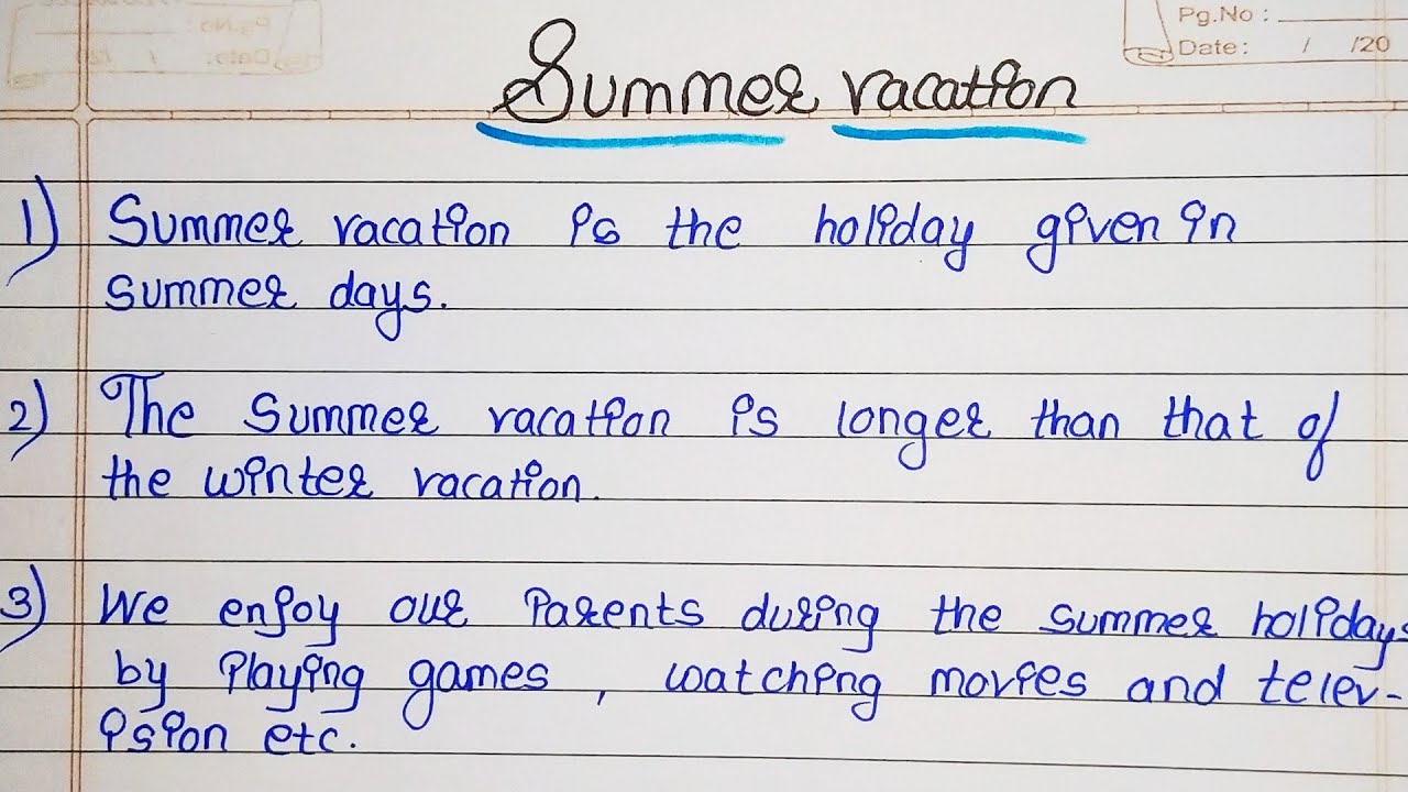Short essay on summer vacation || 10 lines on simmer vacation for ...