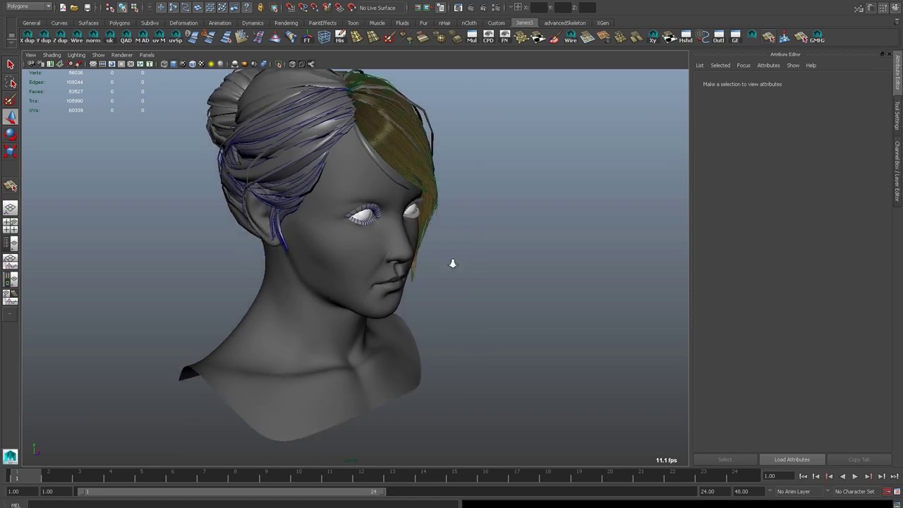 Maya Hair tests with GMH2 hair plugin on my own model - YouTube