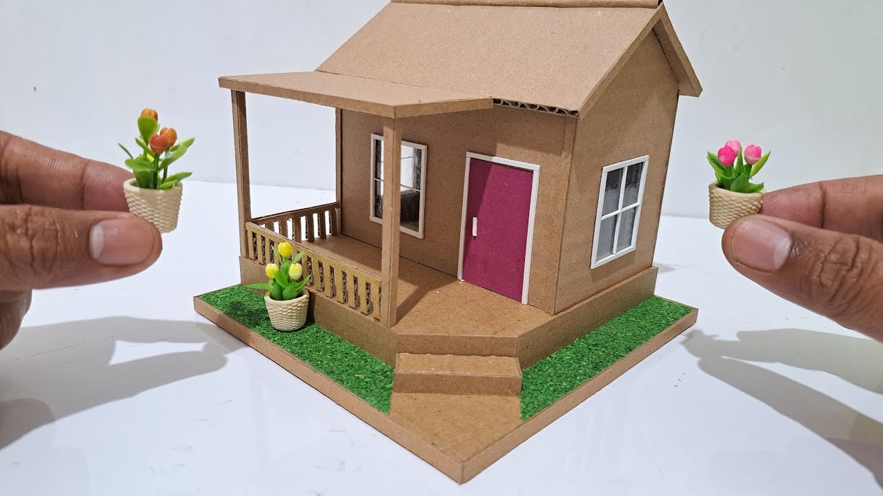 DIY - CARA MEMBUAT RUMAH DARI KARDUS #200 RUMAH SIMPEL SEDERHANA - YouTube