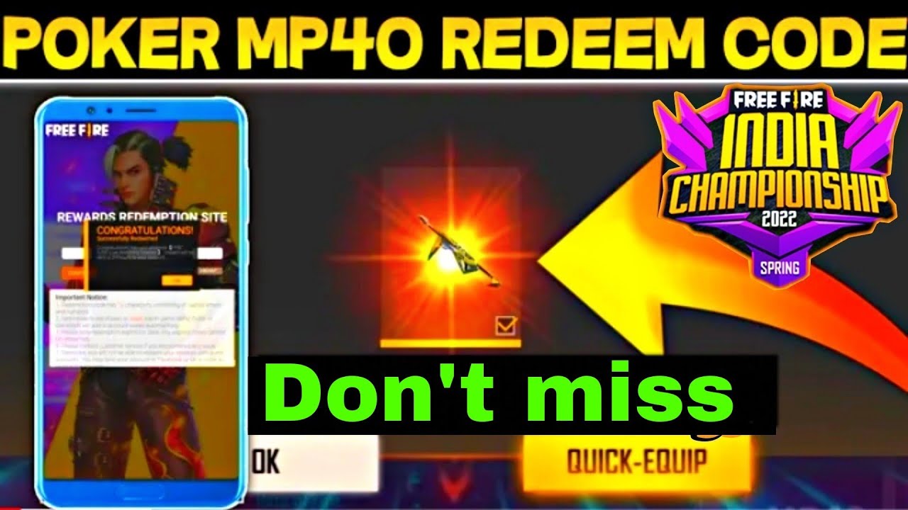 poker mp40 redeem code today | free fire poker mp40 redeem code | poker ...