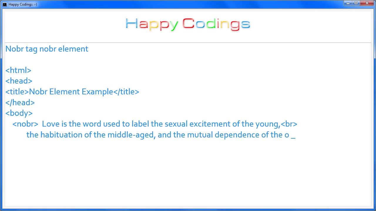 HTML | Nobr tag nobr element - YouTube