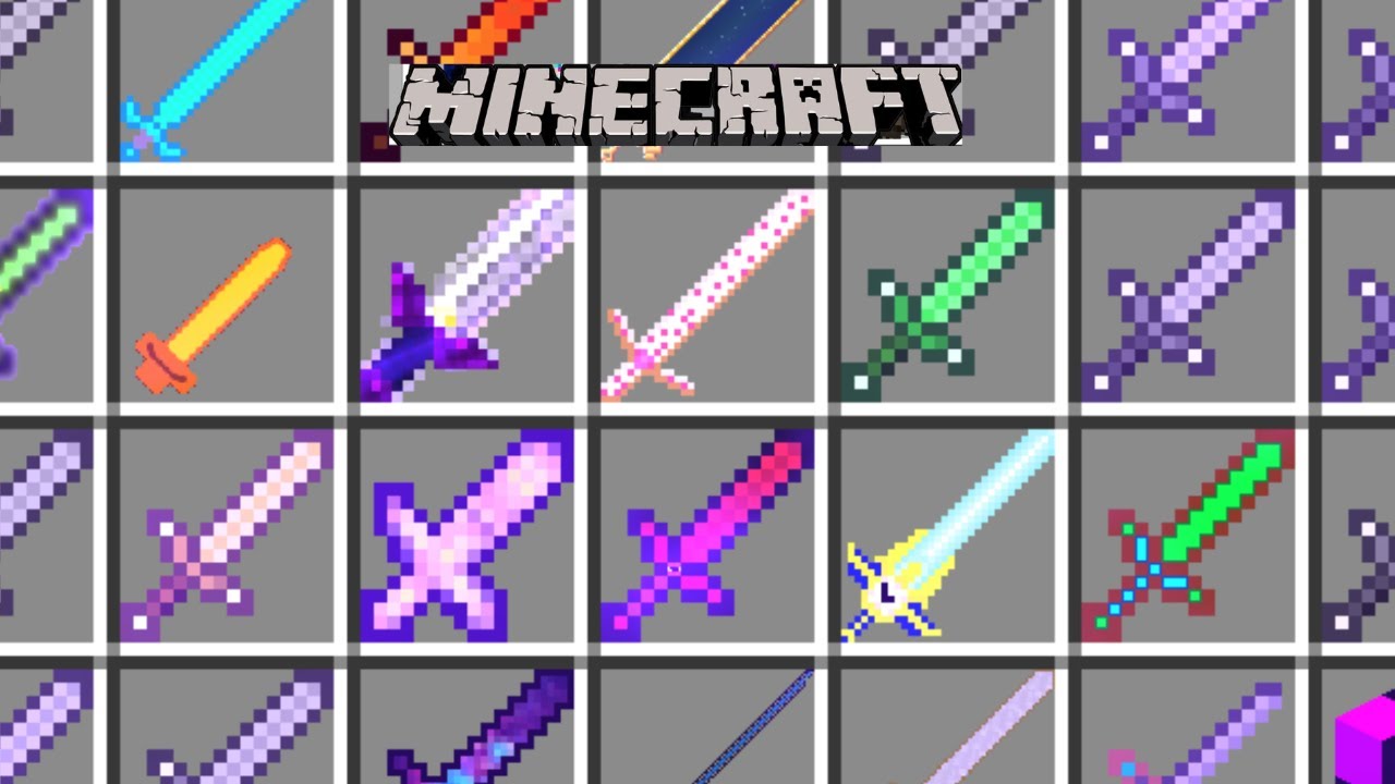 Showcasing all the Lucky swords from the Lucky Block mod in Minecraft ...