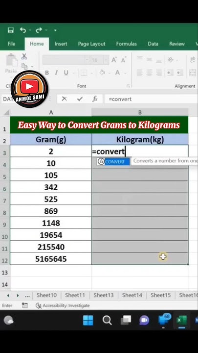 Excel Tips & Tricks | Easy Way to Convert Grams to Kilograms in #Excel #exceltips #exceltutorial ...