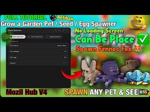 ☀️FULL TUTORIAL Pet & Seed & Egg Spawner Grow a Garden 🌶 Script Mozil Hub V4 PLACEABLE NOKEY ...