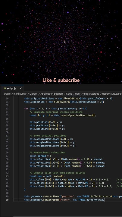 Stunning 3D Particle Burst Animation in JavaScript (THREE.js)#shorts#shortsvideos#developerxon# ...