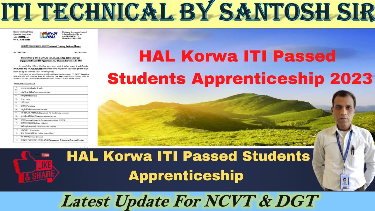 ITI Passed Students HAL Korwa Amethi Apprenticeship 2023 . - YouTube