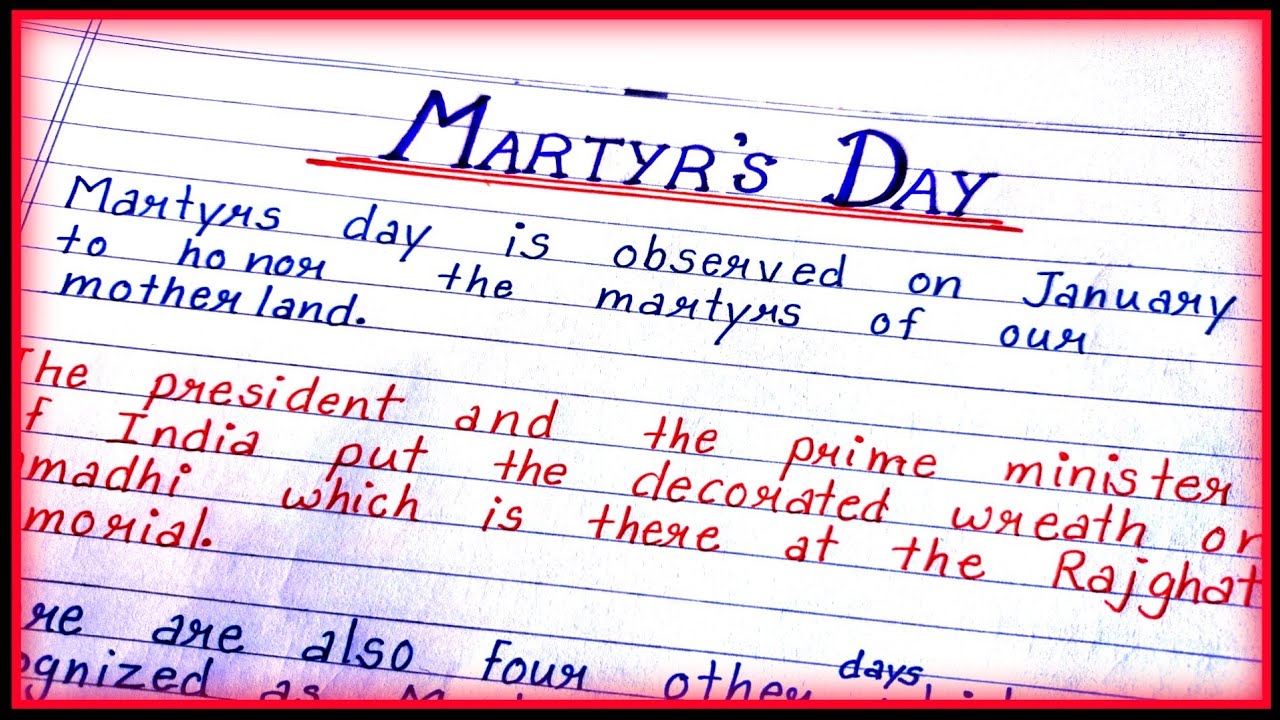 10 Line on Martyr's Day in English| Essay on Martyr's Day| - YouTube