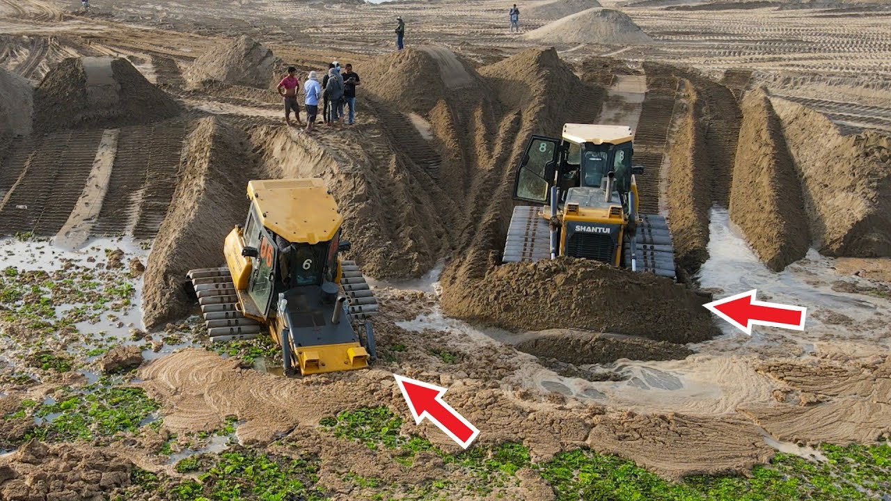 Nice Action Bulldozer Fail in Lake Sand ,Mighty Bulldozer Cover Success ...