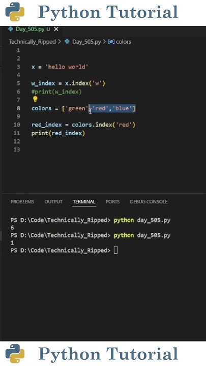 Python's Index Function In 60 Seconds | Python Tutorial - YouTube