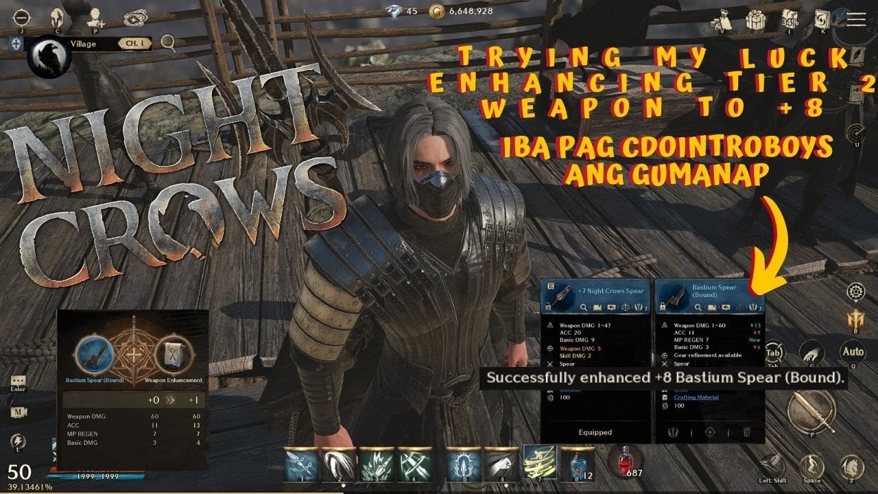 NIGHT CROWS TRYING MY LUCK ENHANCING TIER 2 WEAPON TO +8 KAYA BA? # ...