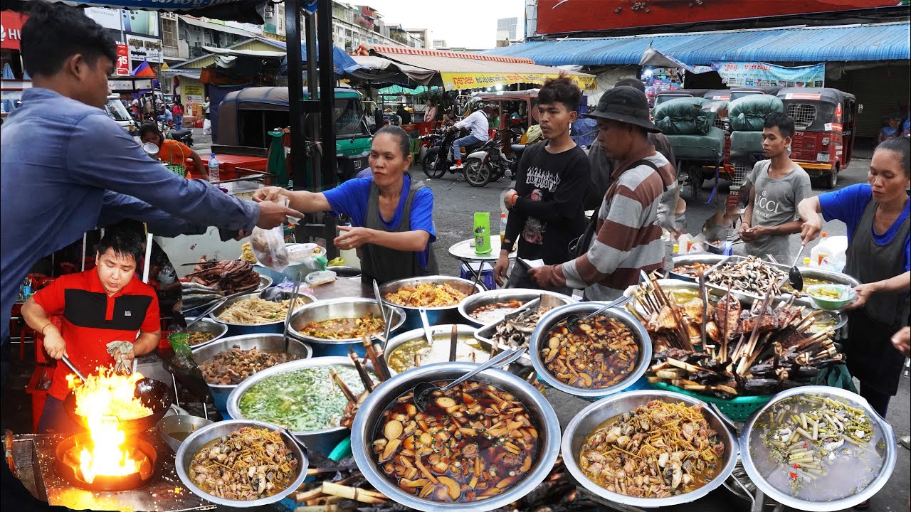 Amazing Cambodian street food, mouthwatering street food, cheap street ...