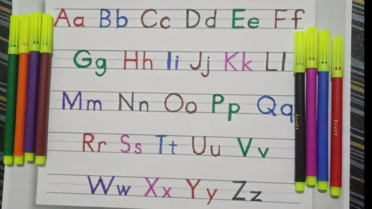 A to Z Small and Capital Letters Writing and reading | Colors Name ...