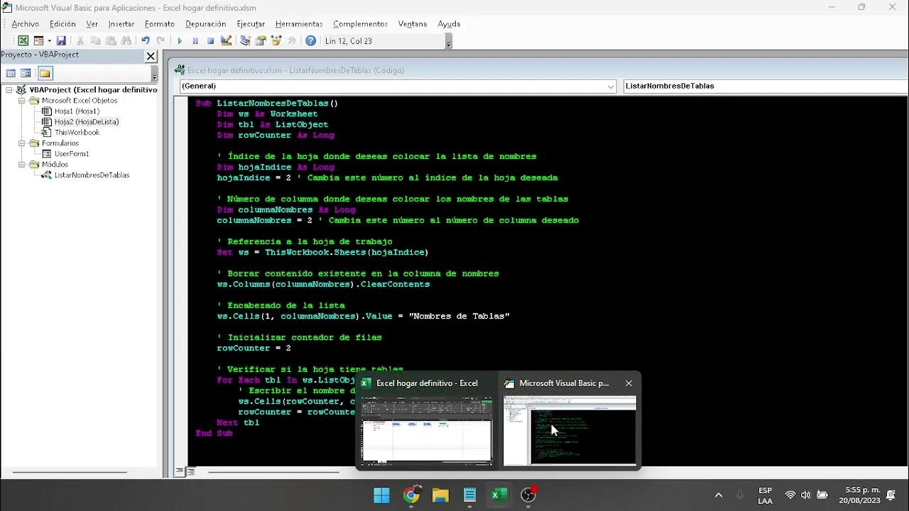 Automatiza tu Trabajo en Excel: Lista de Nombres de Tablas con VBA - YouTube
