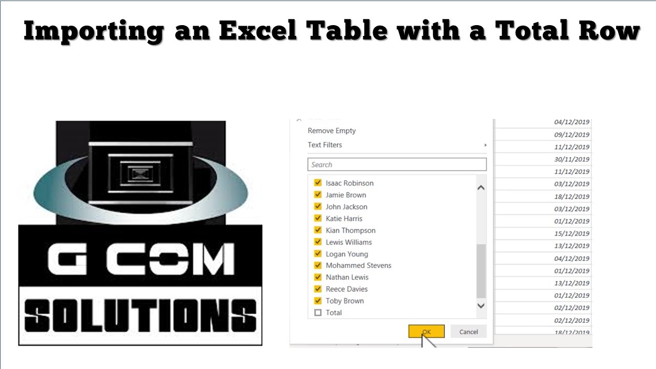 Power BI Essentials Importing An Excel Table With A Total Row Power Power BI Essentials Importing An Excel Table With A Total Row Power
