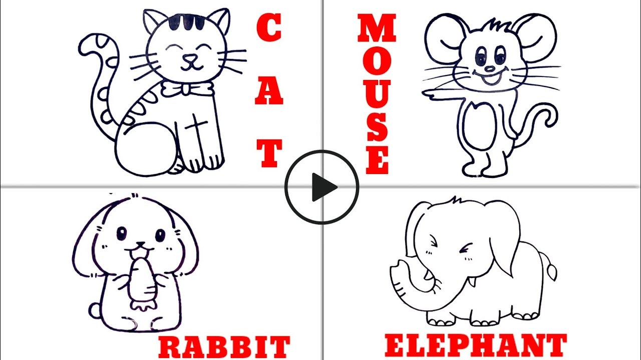 Ide Menggambar Hewan Yang Mudah Untuk Anak-anak - YouTube