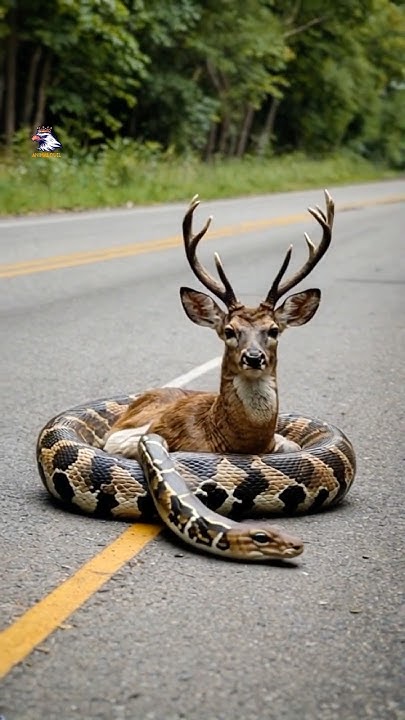 Python Wraps Deer on the Road #PythonEncounter #WildlifeDrama # ...