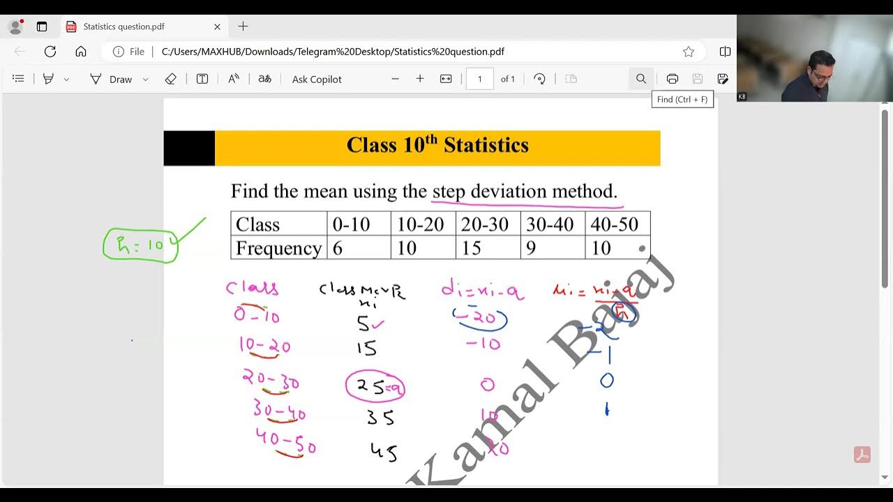 step deviation method statistics for mean - YouTube