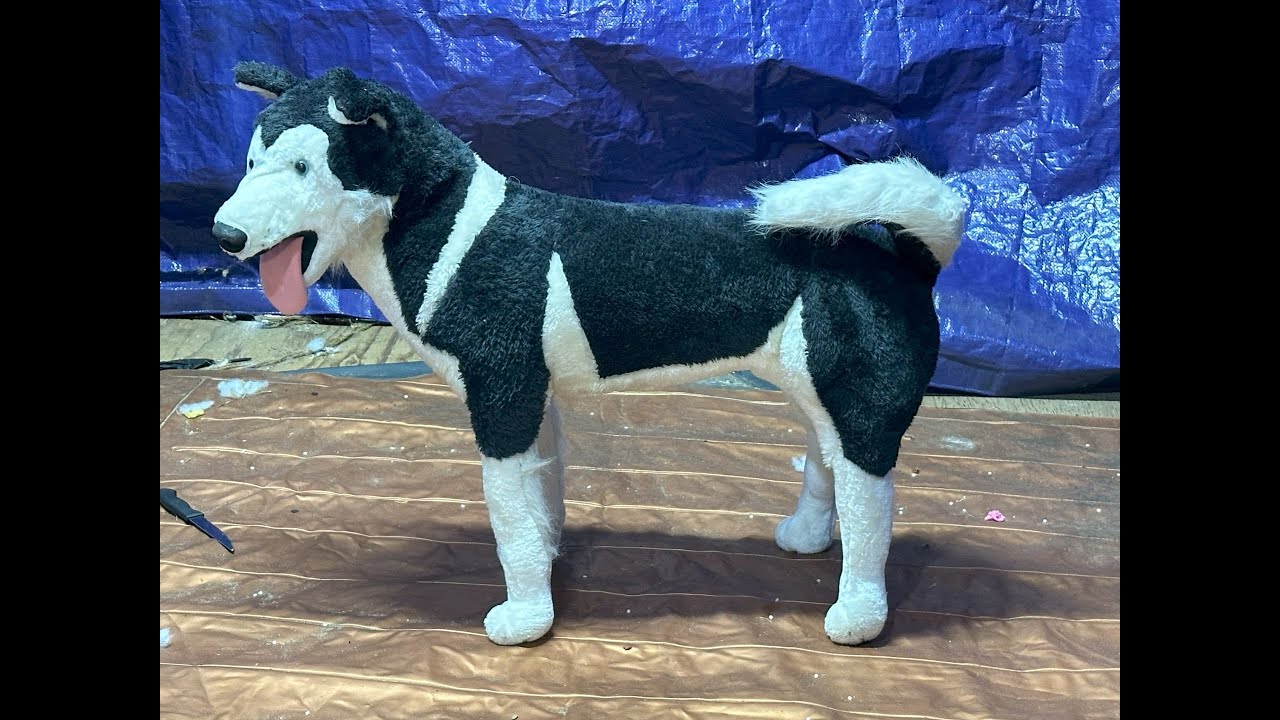 Destroy Stuffed Animal Melissa And Doug Husky Dog Shredding With Knife ...