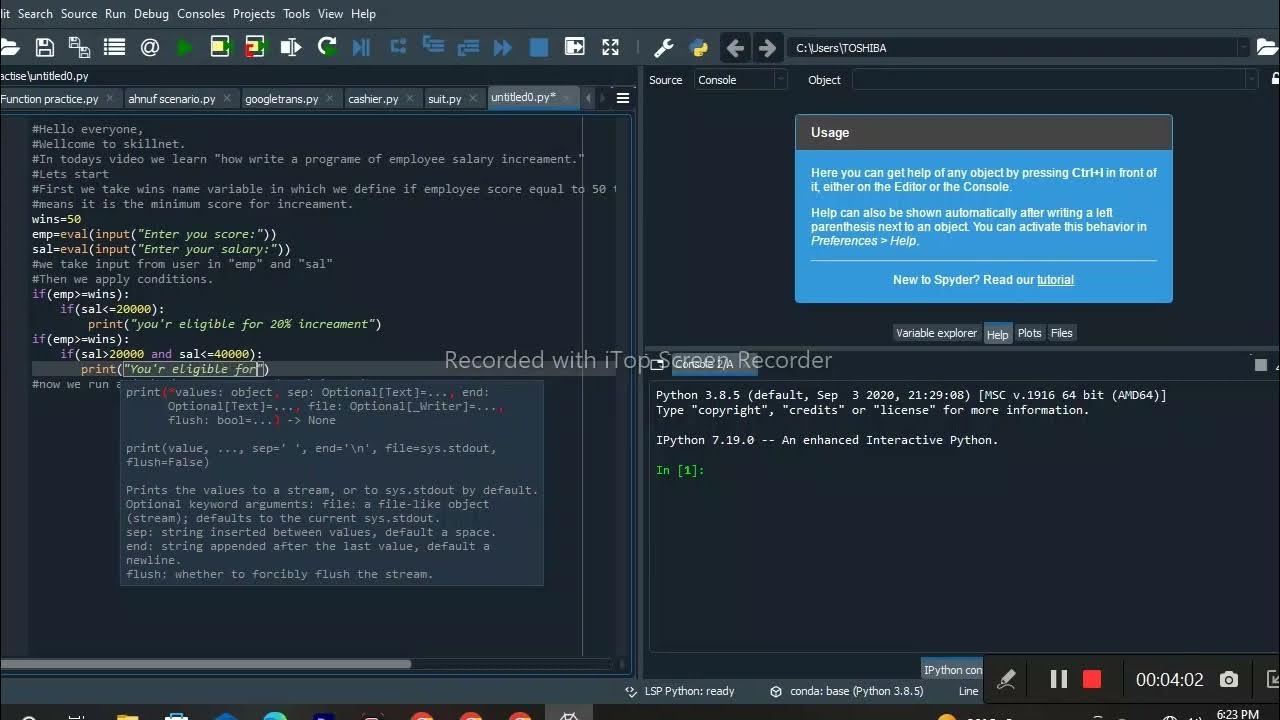 How to use nested if statement in python | employee salary program | Python - YouTube