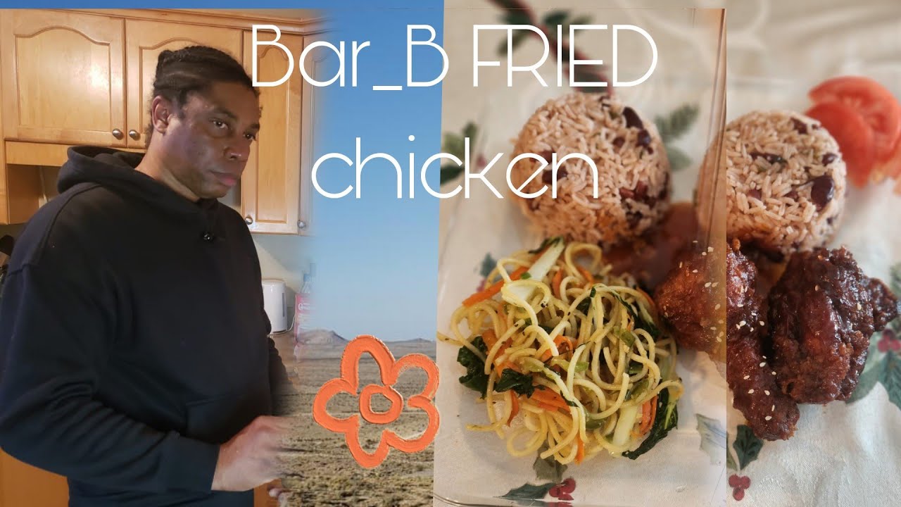 Cooking Rice and Peas With Bar B FRIED Chicken 🍗 - YouTube