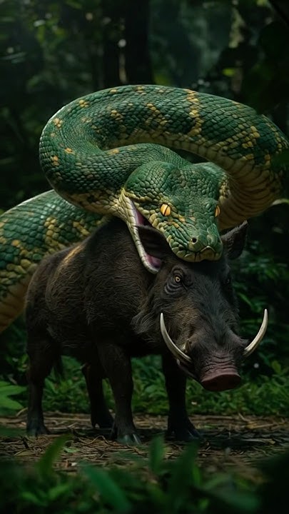 A massive python coils around a wild boar in a brutal jungle showdown ...